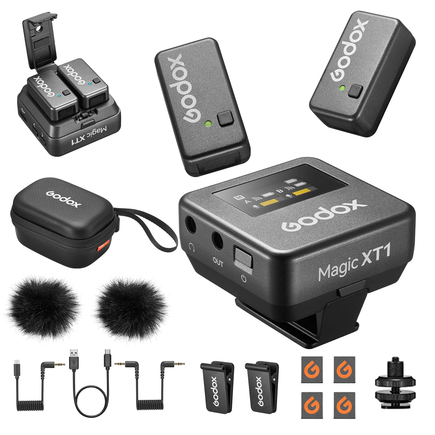 GODOX Magic XT1 Wireless Lavalier Microphone, Microphone for Camera (2 ...