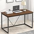 Amazon.com: FOLUBAN Modern Office Desk, Rustic Wood and Metal Computer ...