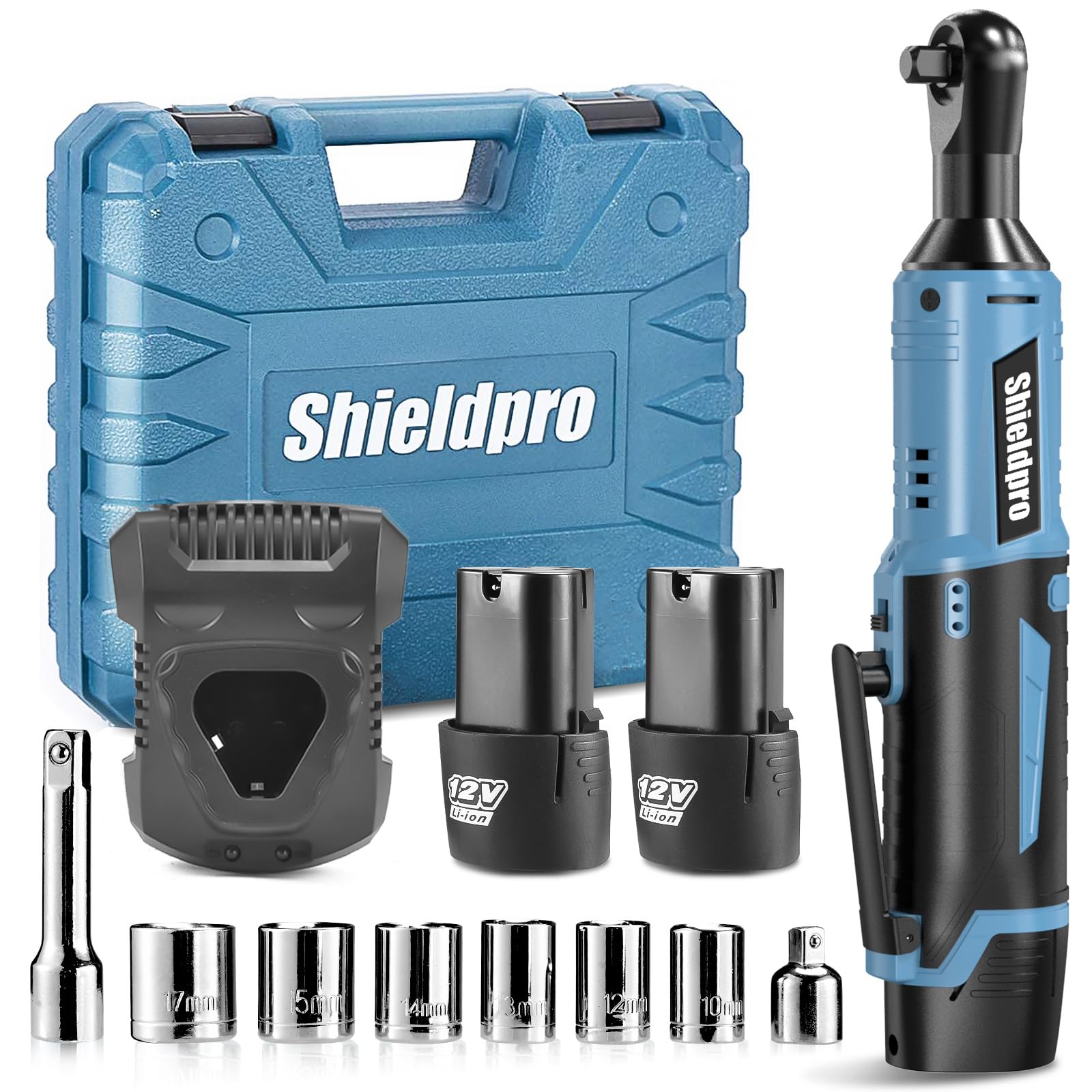 SHIELDPRO Cordless Electric Ratchet Wrench Kit,40Ft-lb 3/8" Power ...