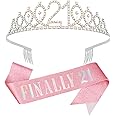 Amazon.com: KICOSY 21st Birthday Crowns and Sashes for Women, Princess ...