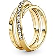 Amazon.com: PANDORA Crossover Pavé Triple Band Ring, PANDORA Shine ...