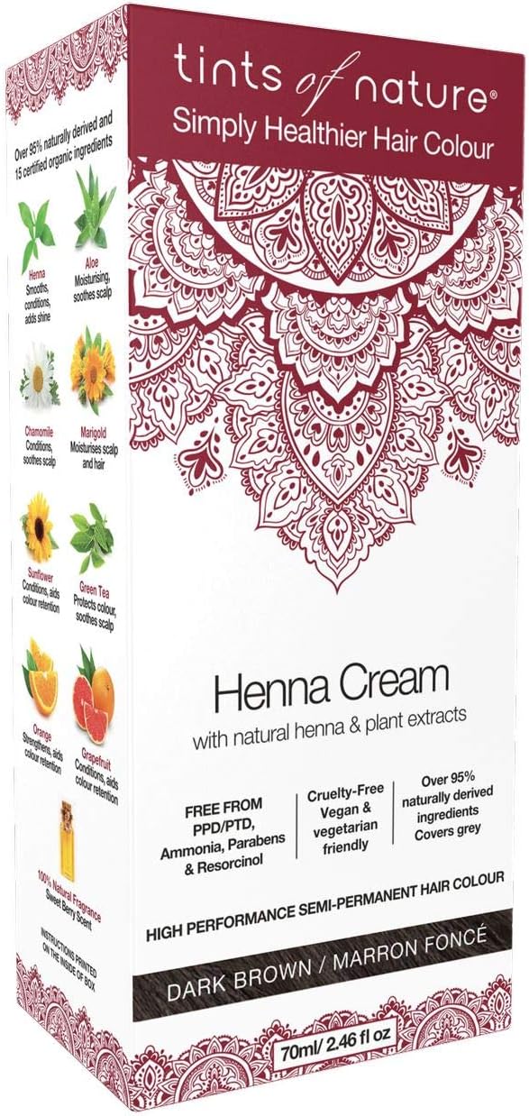 Tints of Nature Henna Cream Semi-Permanent Hair Colour, Dark Brown ...