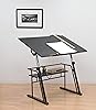 Studio Designs Zenith Height Adjustable Drafting Table with Shelf in Black, 42" W X 30" D in ...