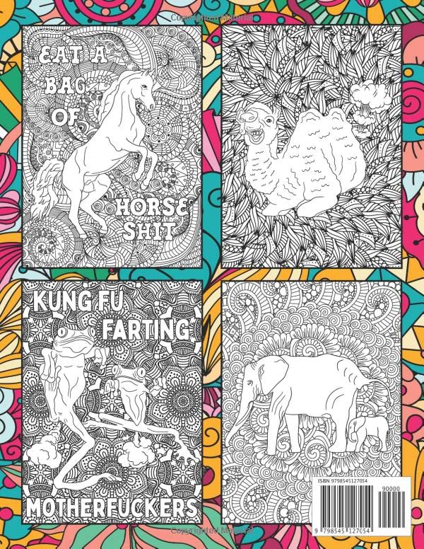 Swearing Pooping Farting Animals Coloring Book for Adults: 3-in-1 Combo ...