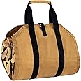 Amazon.com: Coverify Canvas Log Carrier Bag Heavy Duty Water Resistant Firewood Log Tote Bag ...