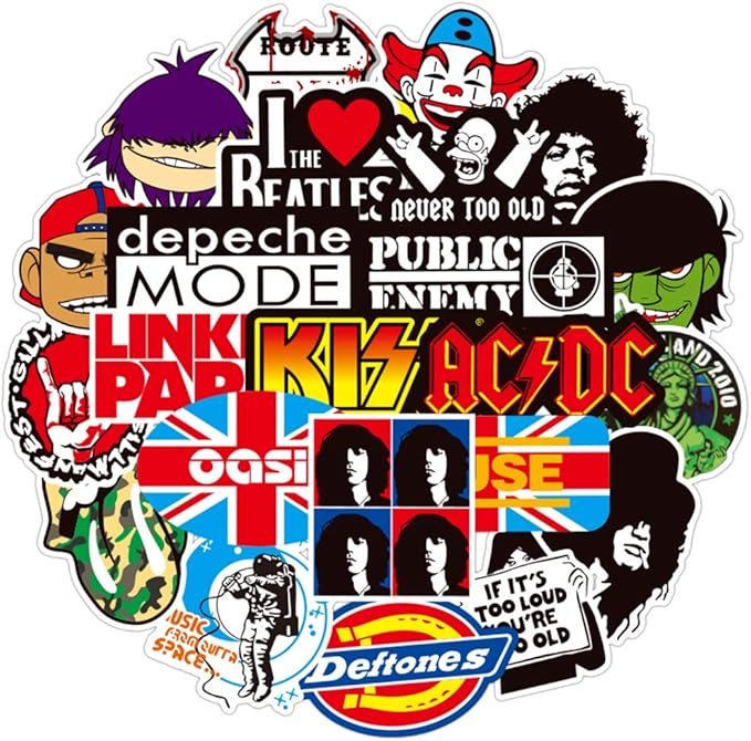 Rock Music Band Stickers Pack(100-pcs) Vintage Music Stickers: Buy ...