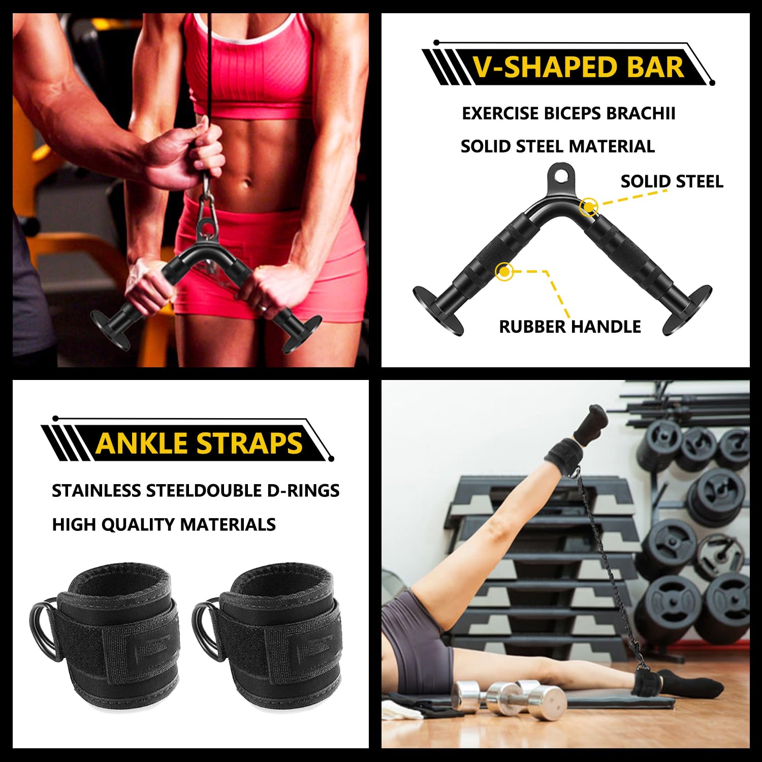 Mua 21 PCS Cable Attachments for Gym Set with Wide Grip Lat Pull Down Bar, Lat Pulldown ...