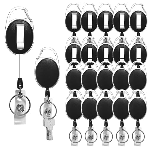 Diateklity 20 Pack Retractable Badge Holder with Carabiner Reel Clip ...