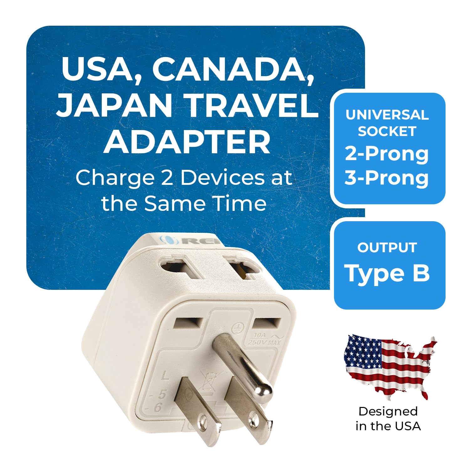 Mua OREI USA, Japan, Philippines & More (Type B) Travel Adapter Plug ...