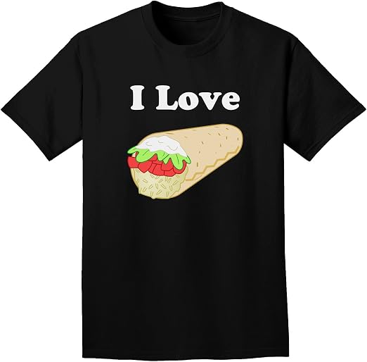I Love Burritos - Funny Food Adult Dark T-Shirt | Amazon.com