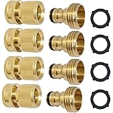 Amazon.com: Hourleey Garden Hose Quick Connector, Solid Brass 3/4 Inch GHT Thread Garden Quick ...