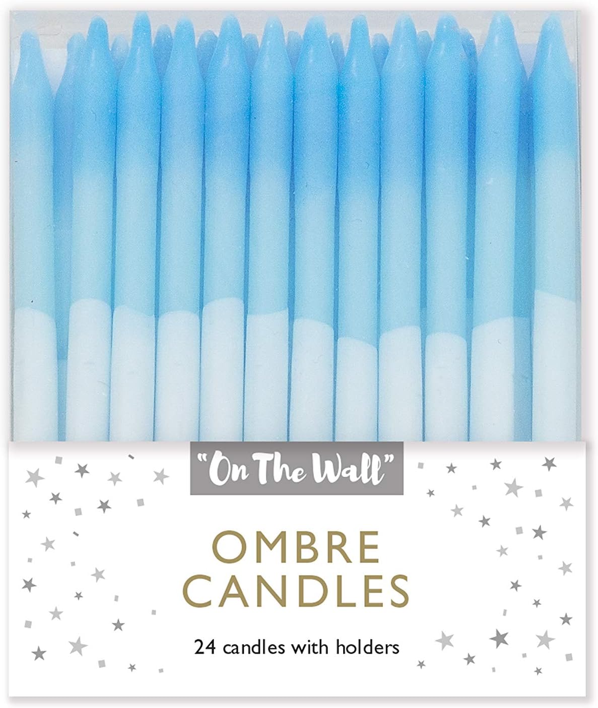Blue Ombre Cake Candles with Holders (24 Pack) – BigaMart