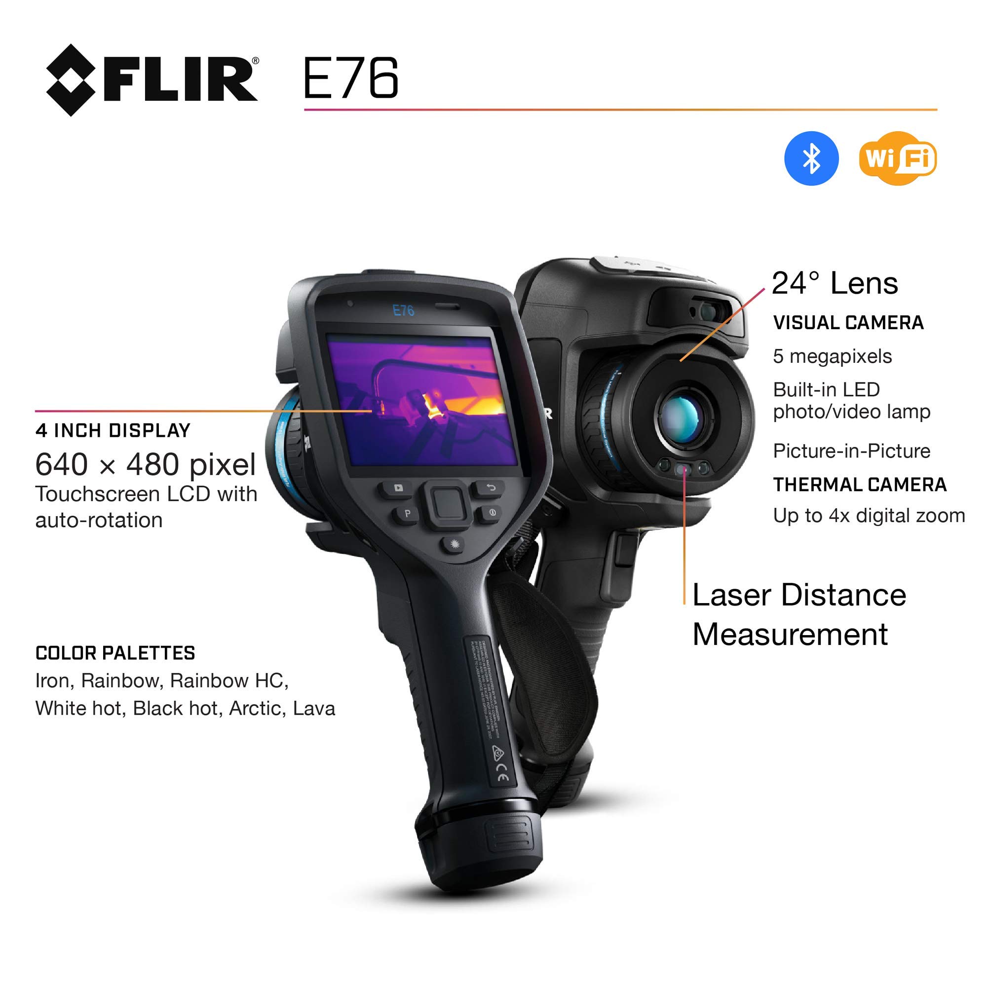 FLIR E76 Advanced Thermal Imaging Camera With 24° Lens, 320x240, -20°C ...