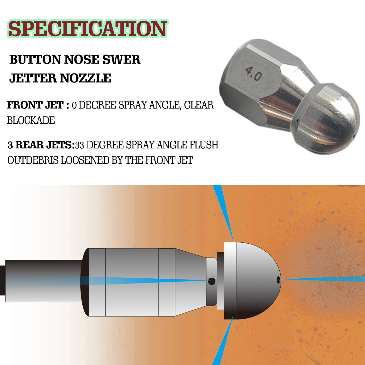 Mua Xiny Tool Sewer Jetter Kit for Pressure Washer, 50 FT 1/4 Inch NPT ...