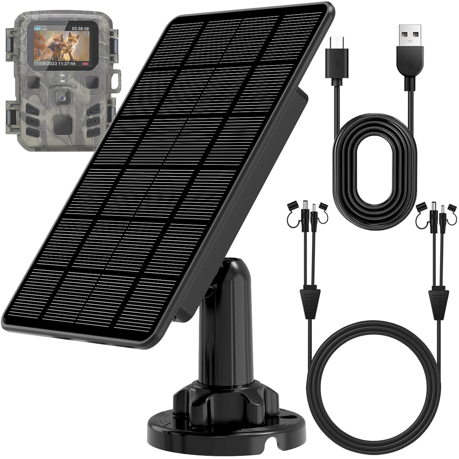 GYKZ Trail Camera Solar Panel, Build-in 5000mAH Rechargeable Lithium ...