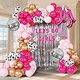 Amazon.com: Pink & Rose Gold Cow Print Balloon Arch, Disco Boot Foil ...