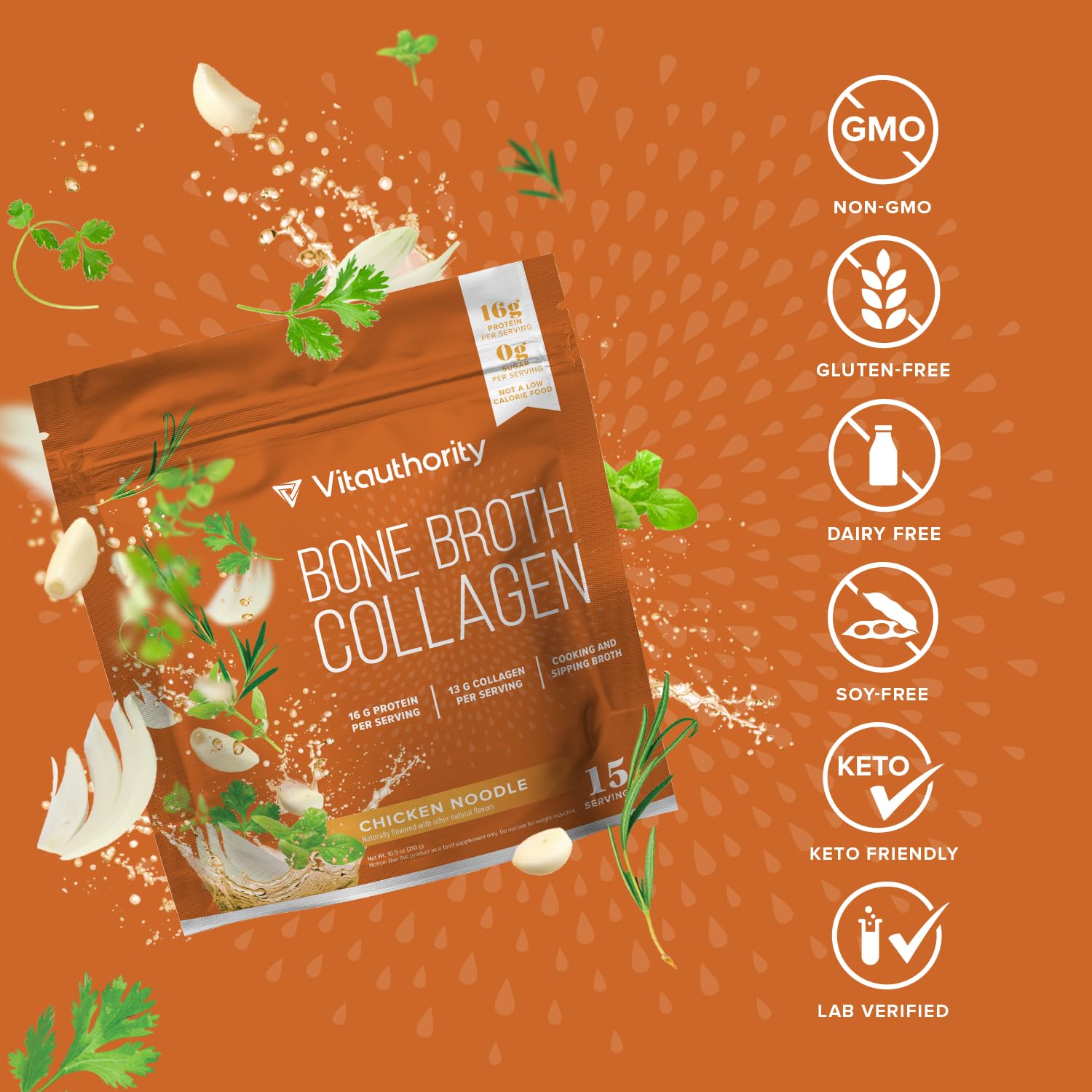 Mua Vitauthority Bone Broth Collagen Delicious Chicken Noodle Flavored ...