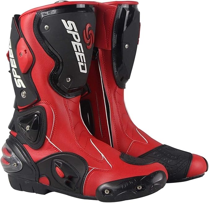 Motocross Stiefel aus Leder, Motorradstiefel Herren Wasserdicht mit ...