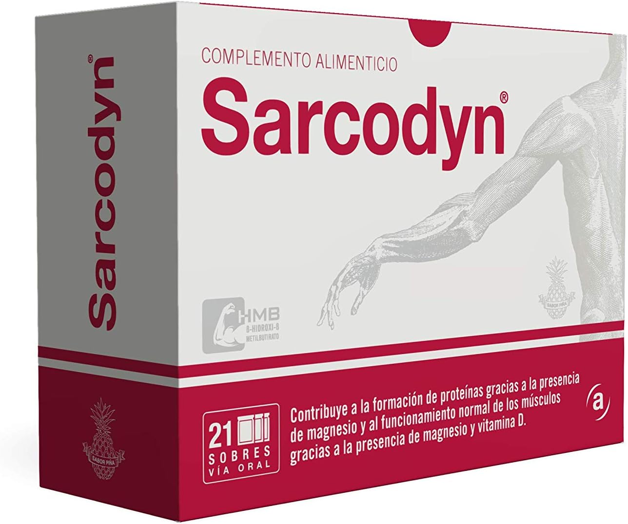 Sarcodyn Pineapple Flavor with HMB/Vit.D/Magnesium – 21 Count – BigaMart