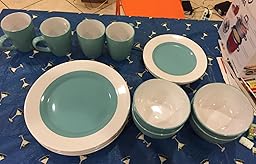 Amazon.com | Gibson Home Style Deluxe 16-Piece Dinnerware Set, Blue ...