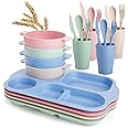 Amazon.com: 24Pcs Wheat Straw Dinnerware Sets for 4 - College Dorm Room ...