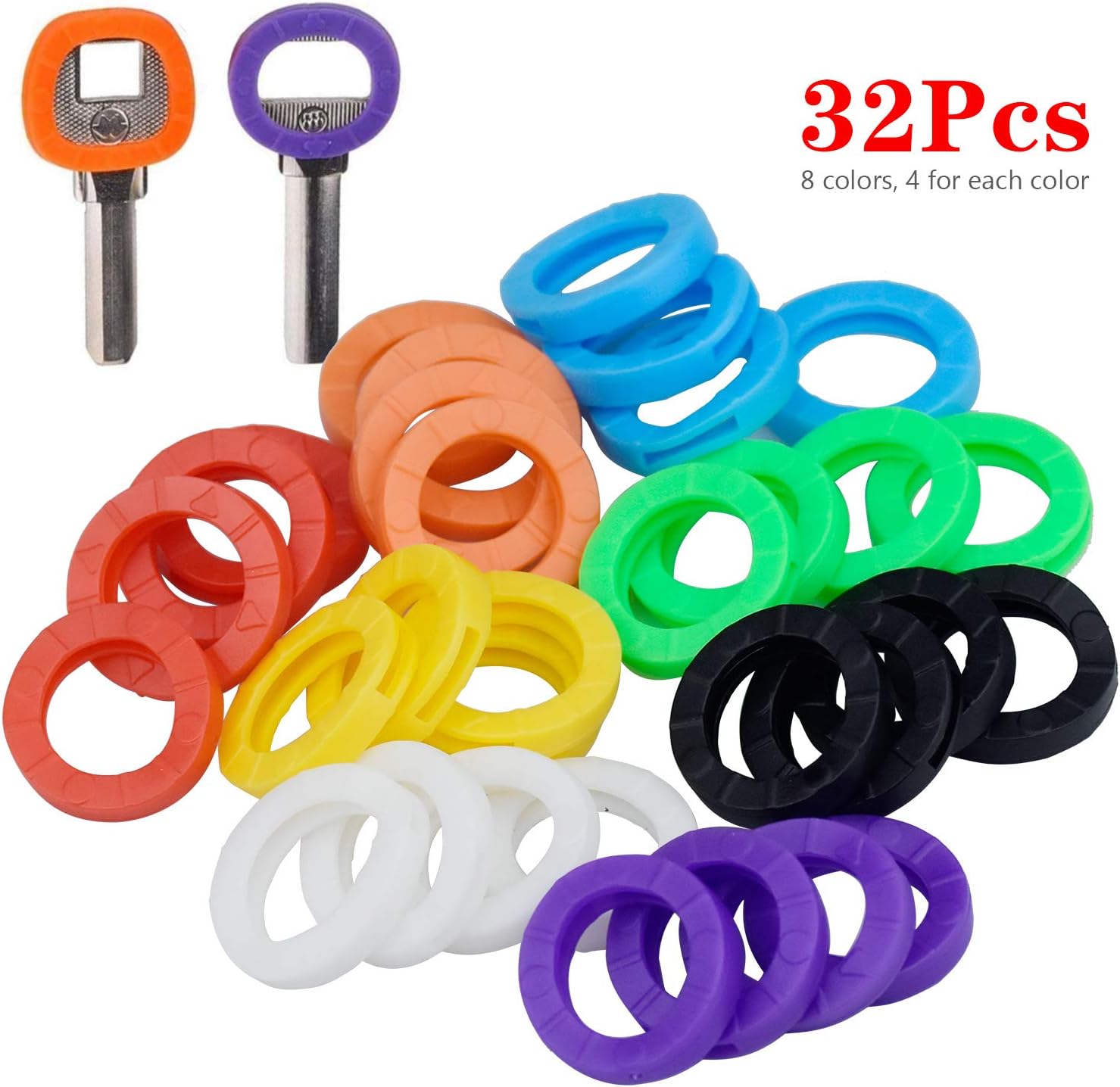 Wandefol 32pcs Key Caps Covers Tags, Assorted Colours Plastic Key ...
