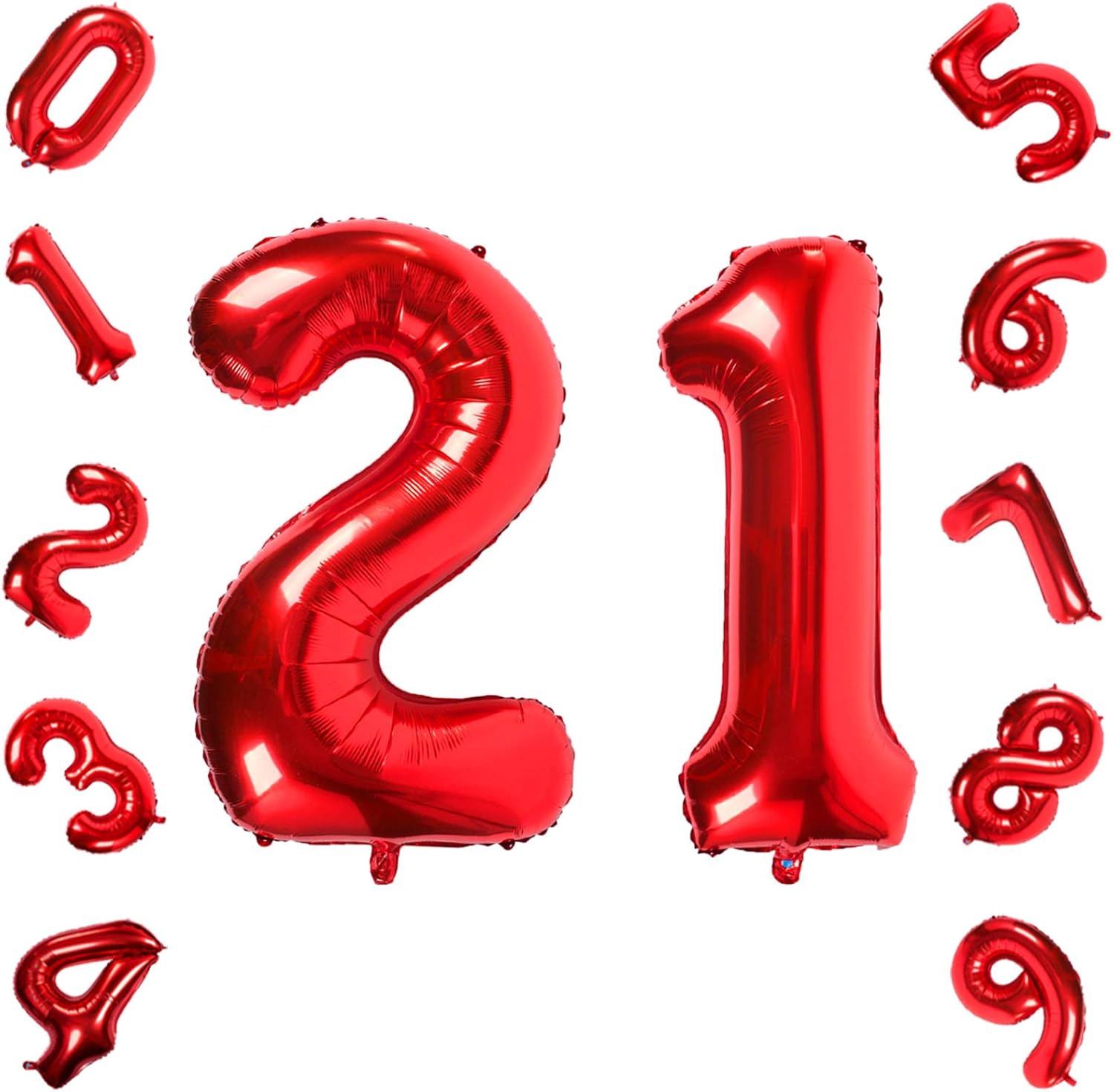 Amazon.com: Red Number 21 Balloons,40 Inch Birthday Number Balloon ...