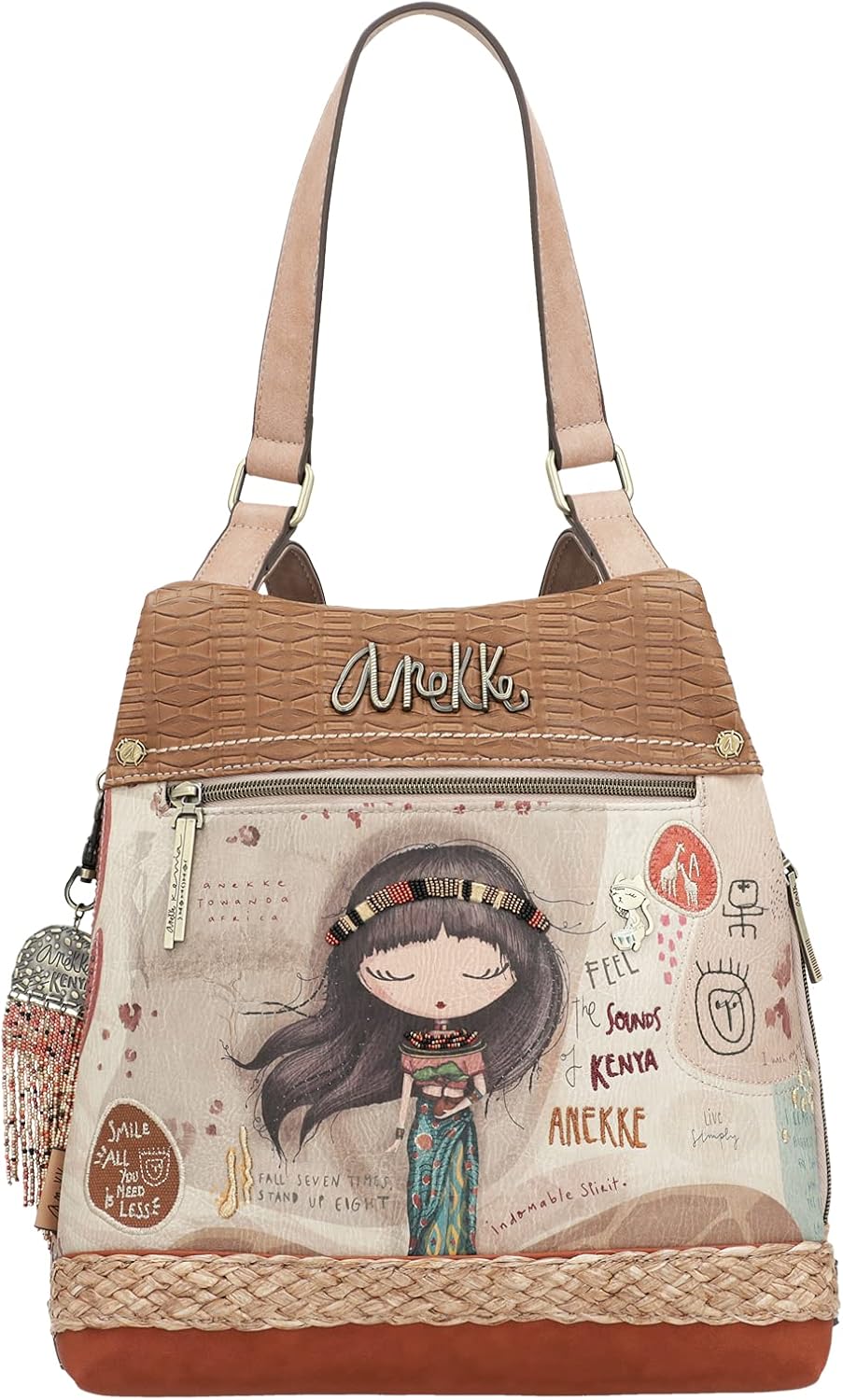 Anekke Kenya Women's Long Handle Backpack Bag with Removable Key Chain ...