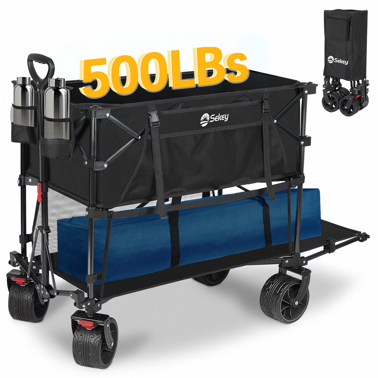 Sekey 400L Double Decker Beach Wagon 50''L Extra-Long Extended Shelf ...