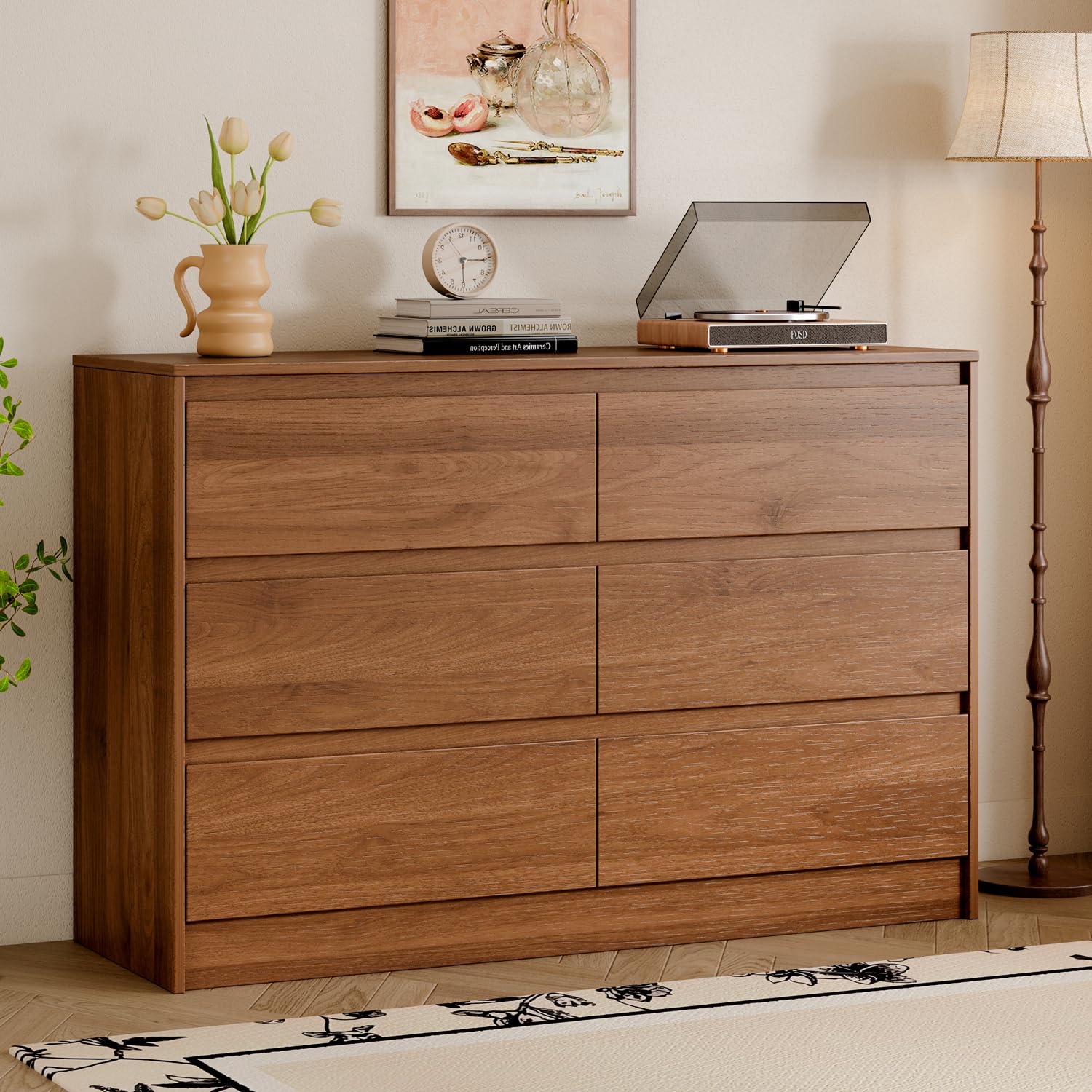 Chrangmay Modern 6 Drawer Dresser,47" Wide Modern Chest of Drawers,with ...