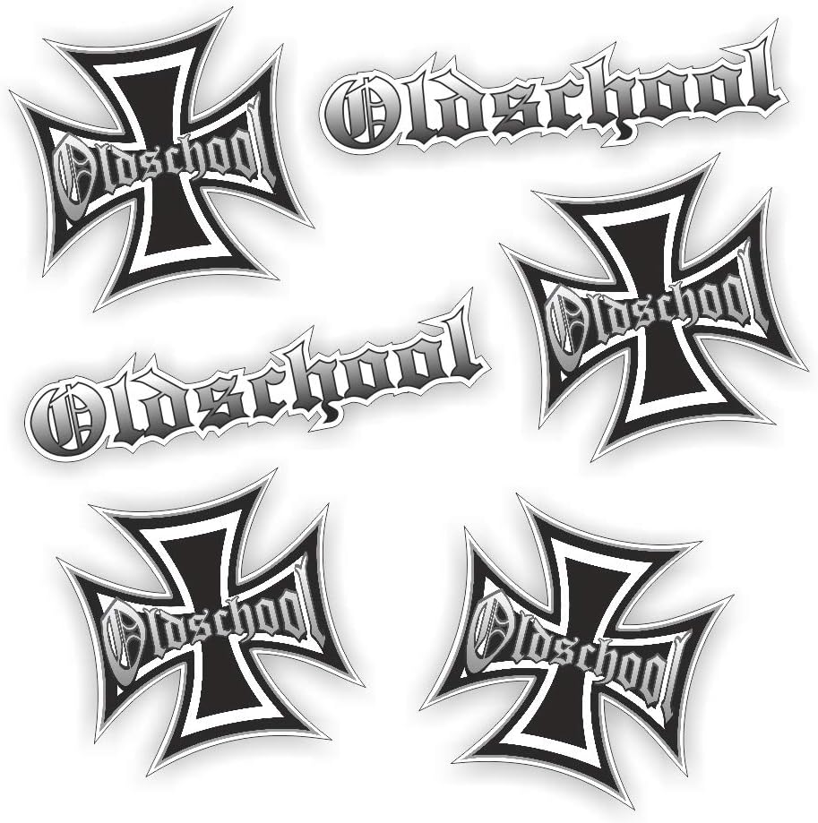 folien-zentrum Set of 6 Oldschool Iron Cross Shocker Hand Car Stickers ...