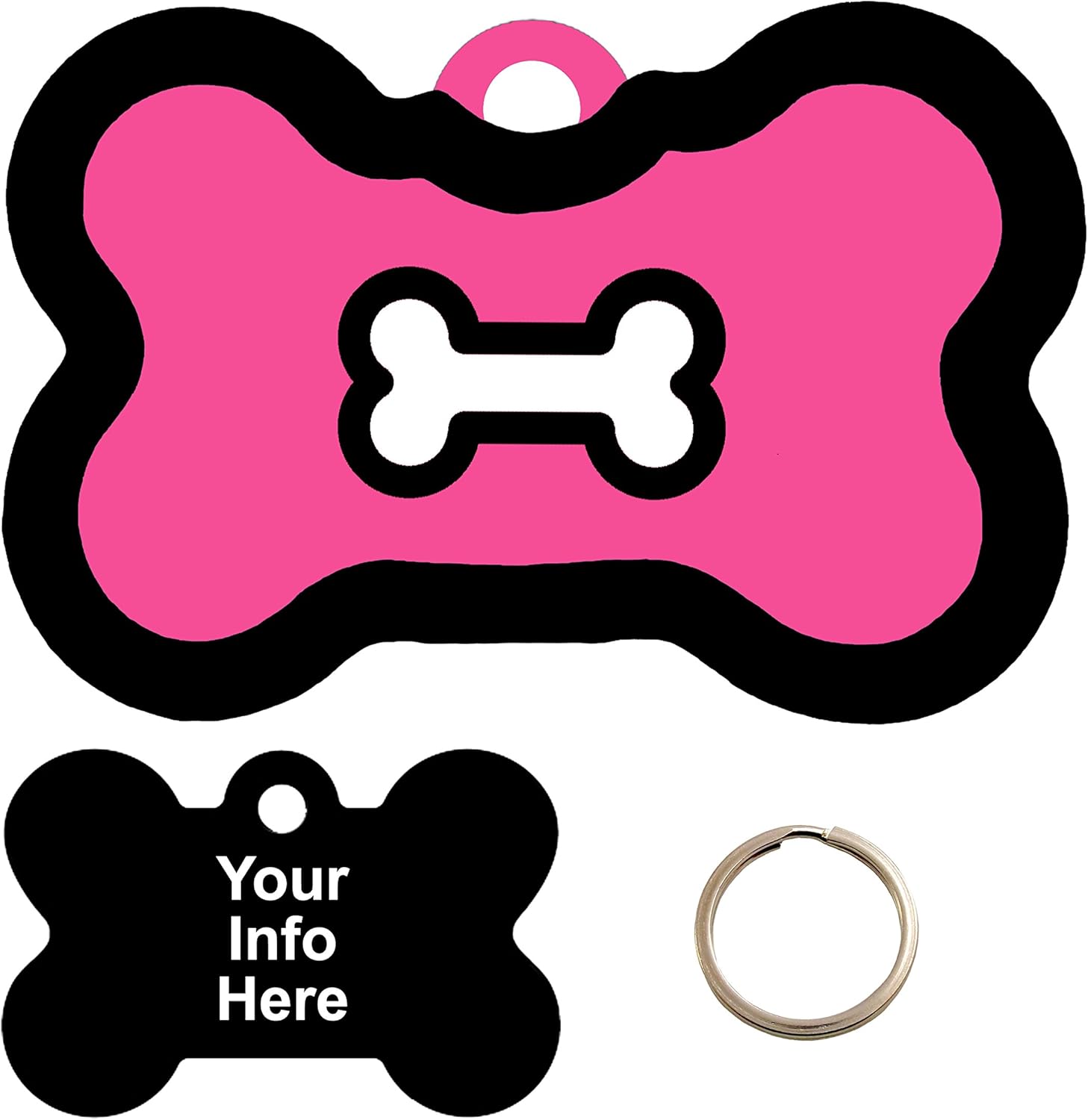 Amazon.com: Customized Dog Bone Pet Tag - Bone Shape Dog Tag - Pink ...