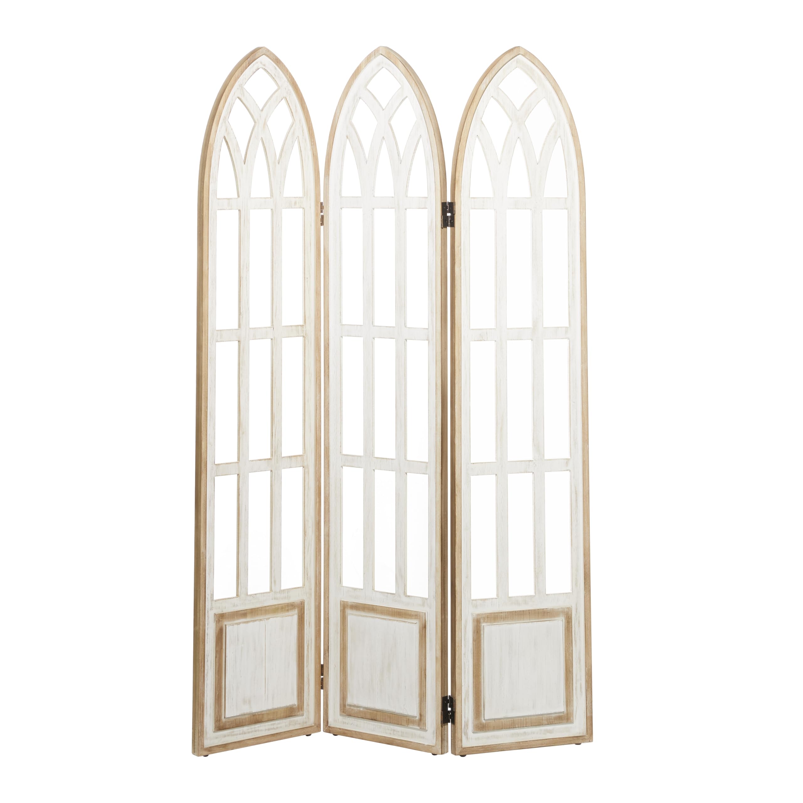 Deco 79 Wood Partition Room Divider Screen Hinged Foldable Arched ...