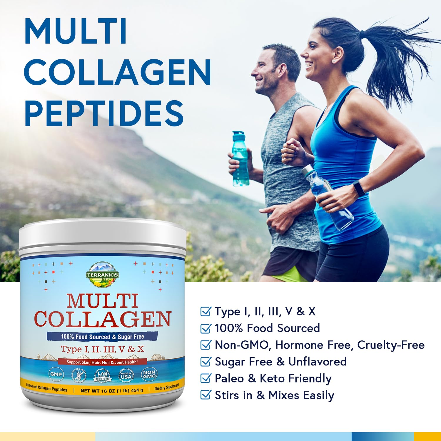 Mua Terranics Multi Collagen Peptides Powder, Type I II III V X ...