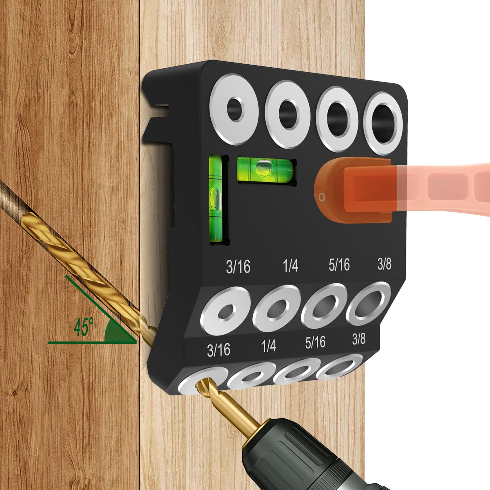 ENGYNC 30 45 90 Degree Angled Drill Guide Jig with 2 Torpedo Level, 4 ...