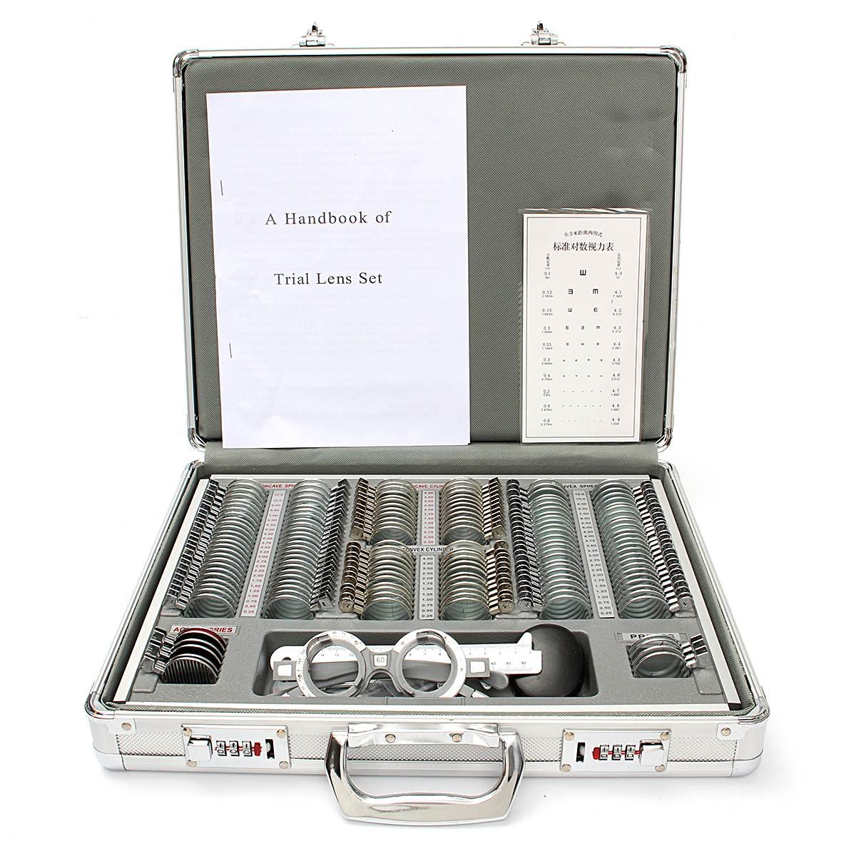 CGOLDENWALL 158Pcs Optical Trial Lens Set Metal Rim Aluminium Silver ...