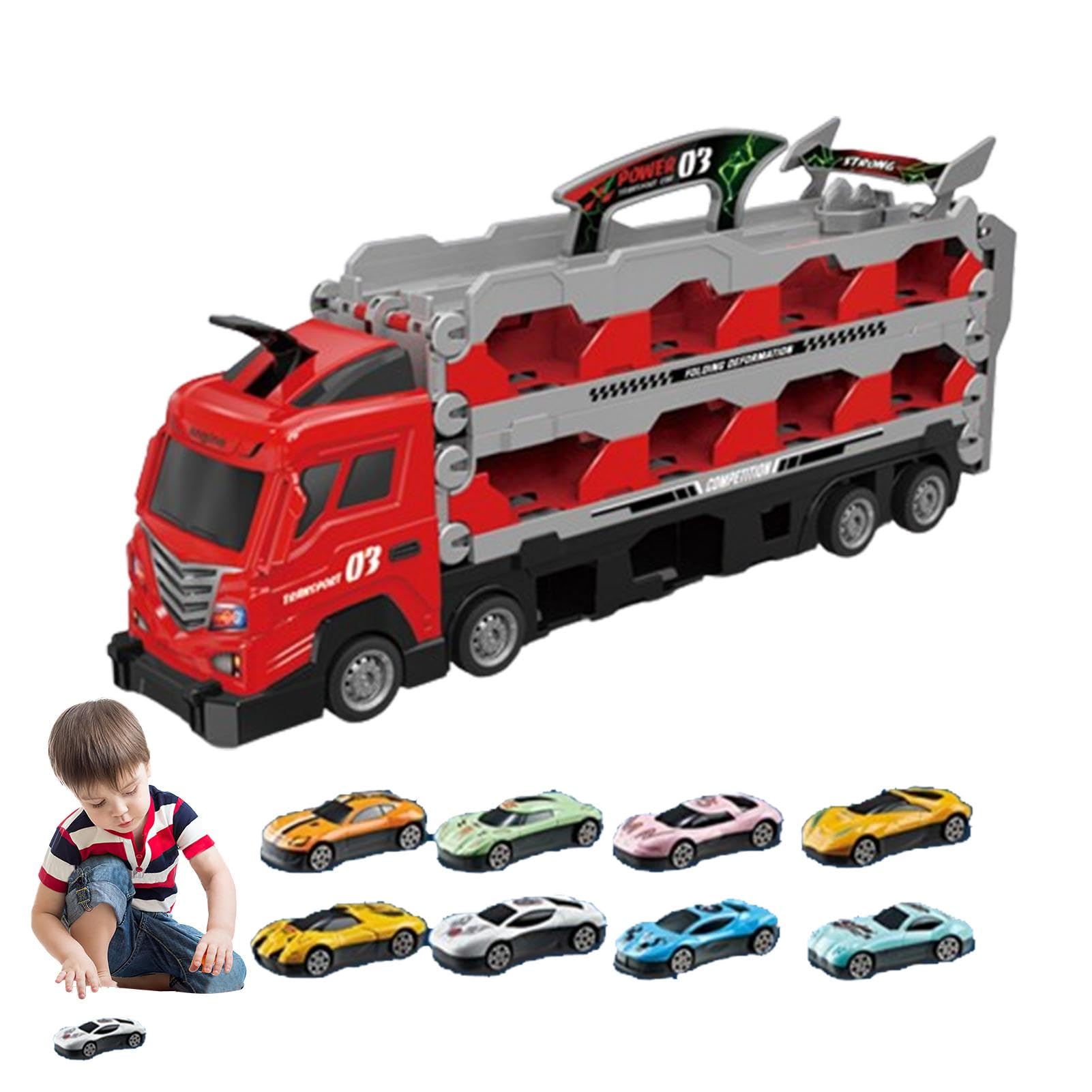 Mua Shxupjn Carrier Truck Race Track Kids Toys, Transport Truck with ...