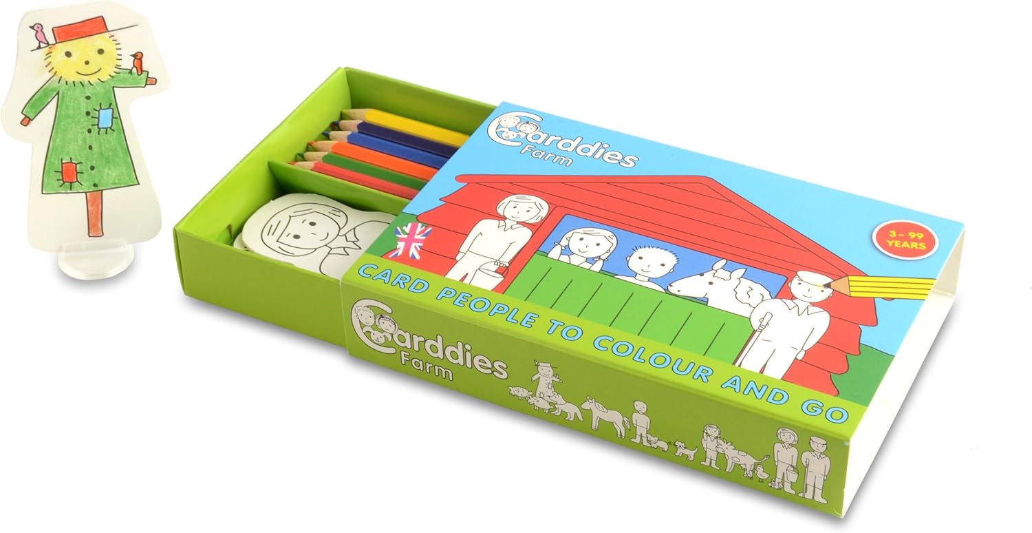 CARDDIES FARM CARD PEOPLE Colour and Play Set – Portable Art Kit with ...