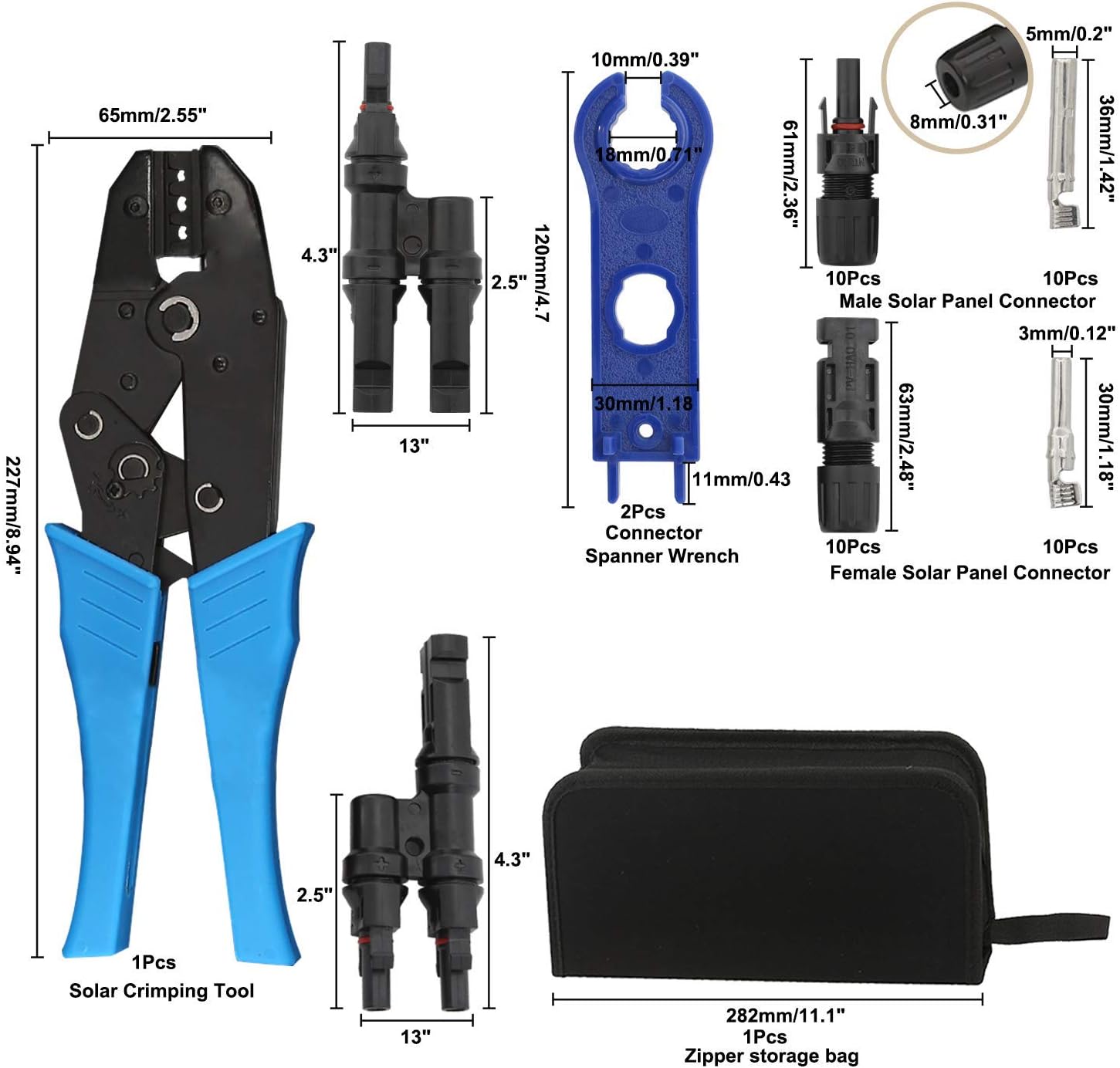 DasMorine Solar Panel Tools Kit Assembly Including 10 Pairs Female and ...