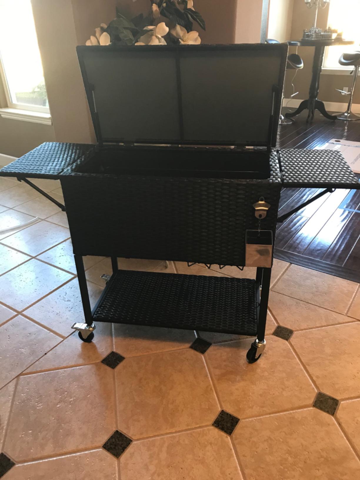 $34/mo - Finance RELAXIXI 80 Quart Rattan Rolling Cooler Cart, Portable ...