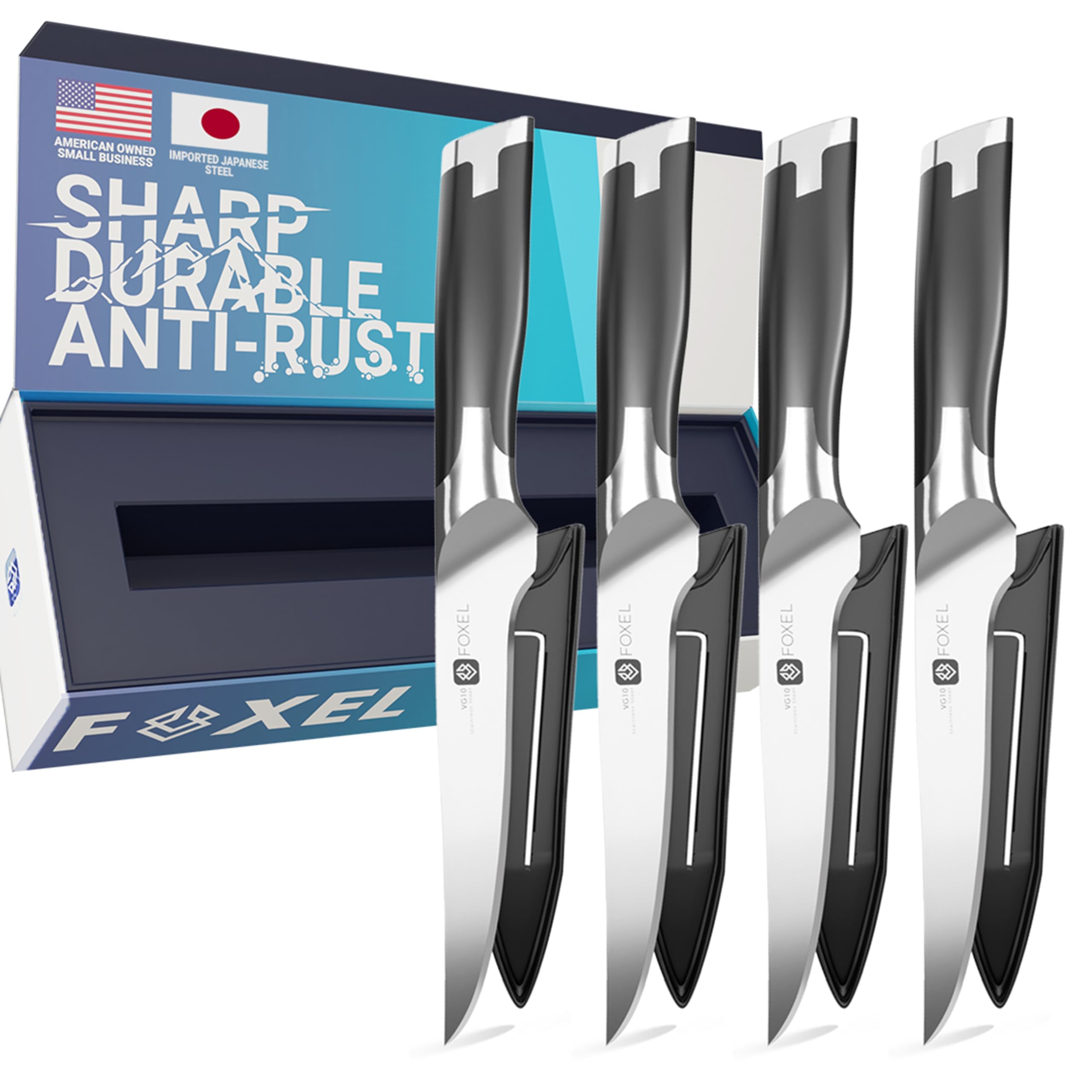 FOXEL Best Steak Knives Knife Set of 4, 8, or 12 - Non Serrated ...