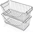Amazon.com: Smart Design Stacking Baskets Organizer w/ Handle - Medium ...