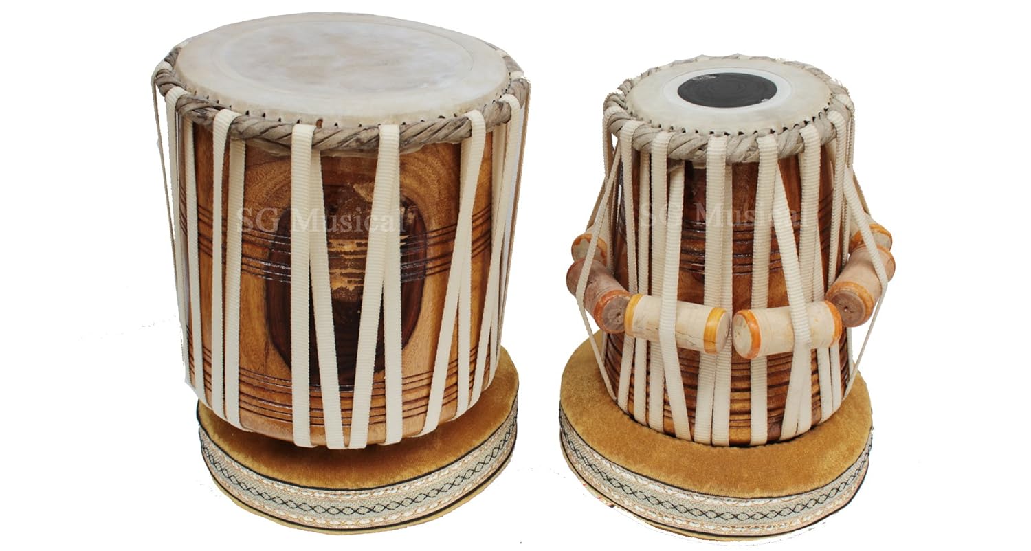 SG Musical Dhama Jori,White Strap Sheesham Wood Dhama Sheesham Wood ...