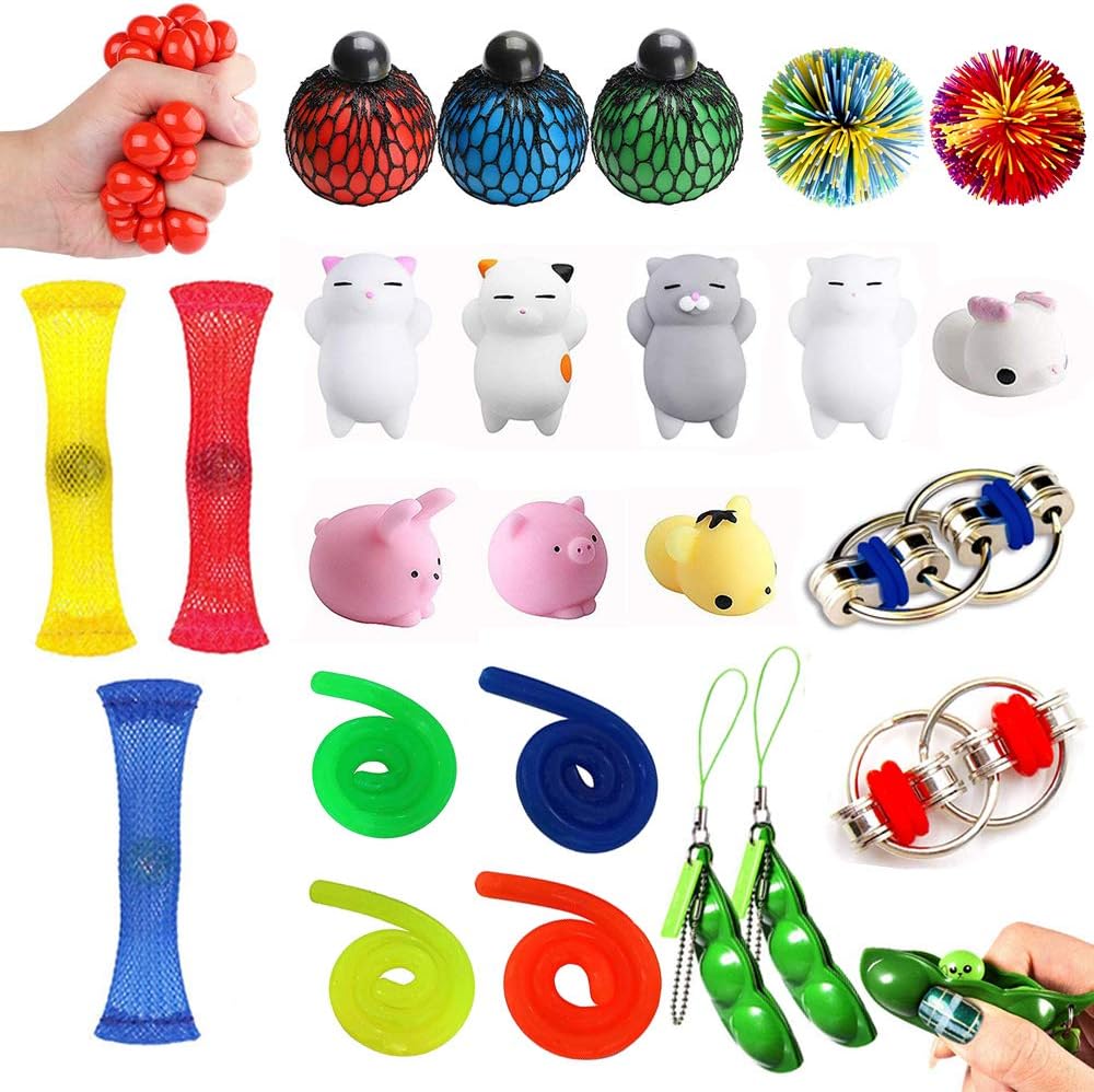 MonQi 24 Pieces Fidget Toys for Anxiety Big Kit – Durable Sensory Toys ...