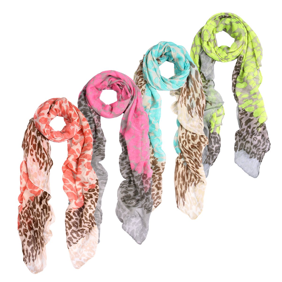 Premium Spot Leopard Multi Tone Animal Print Scarf -Diff Colors Avail ...