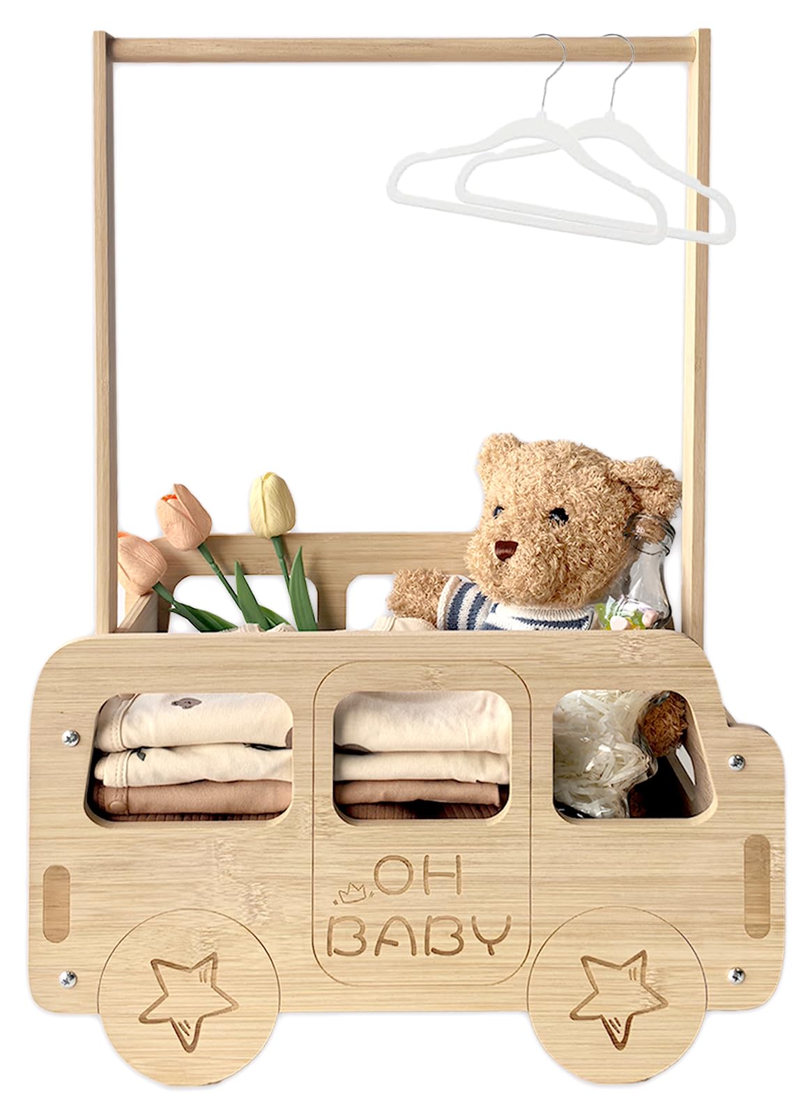 fun-plus Baby Shower Crate Closet, Bus Shape Baby Shower Basket with ...