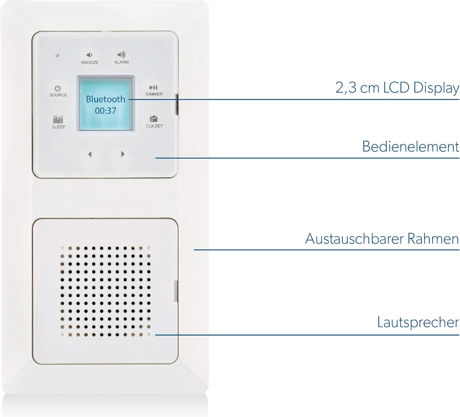 UNITEC Flush-mounted radio with touch function and Bluetooth in white ...