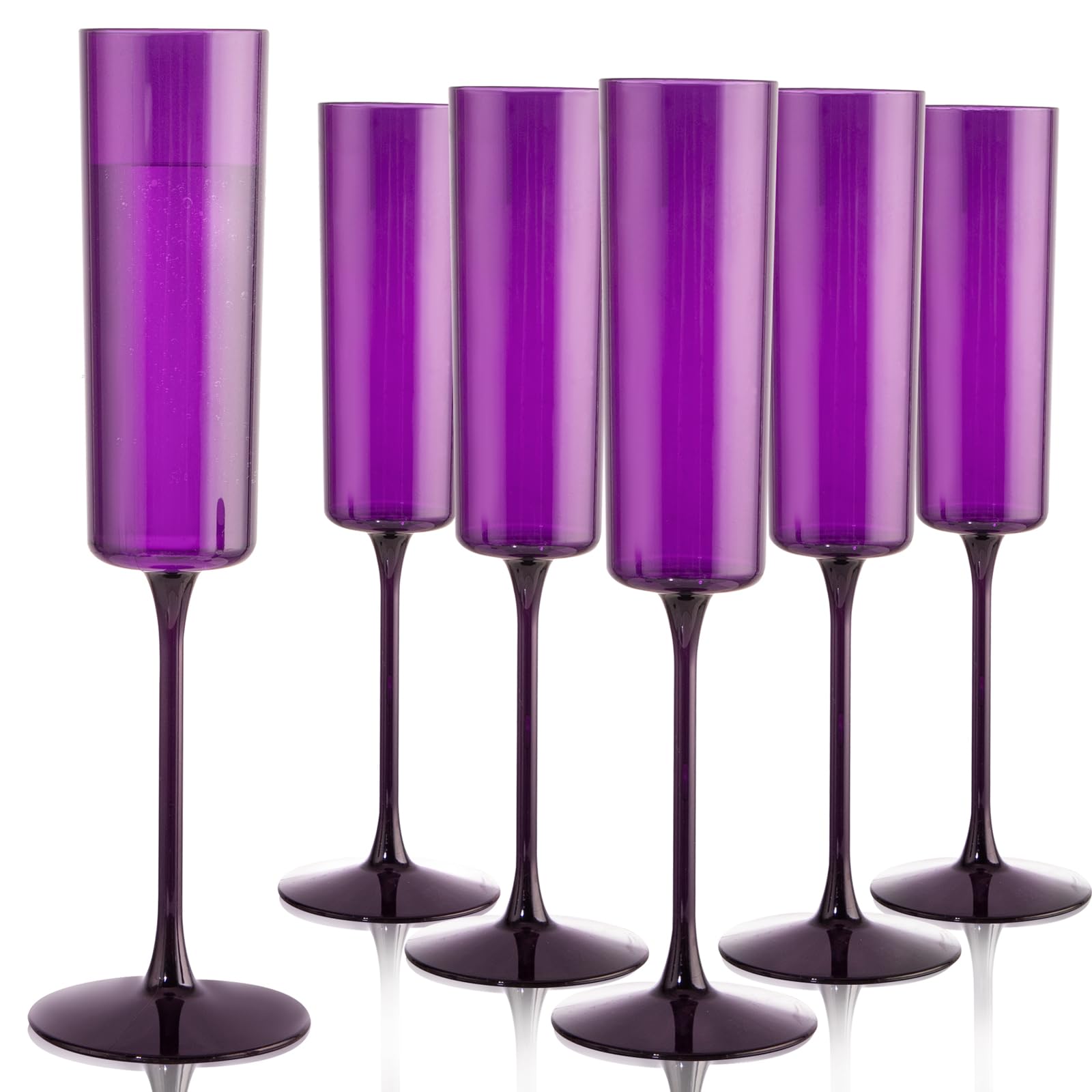 Nervure 24 Pack Plastic Champagne Flutes - 6 Oz Purple Disposable ...