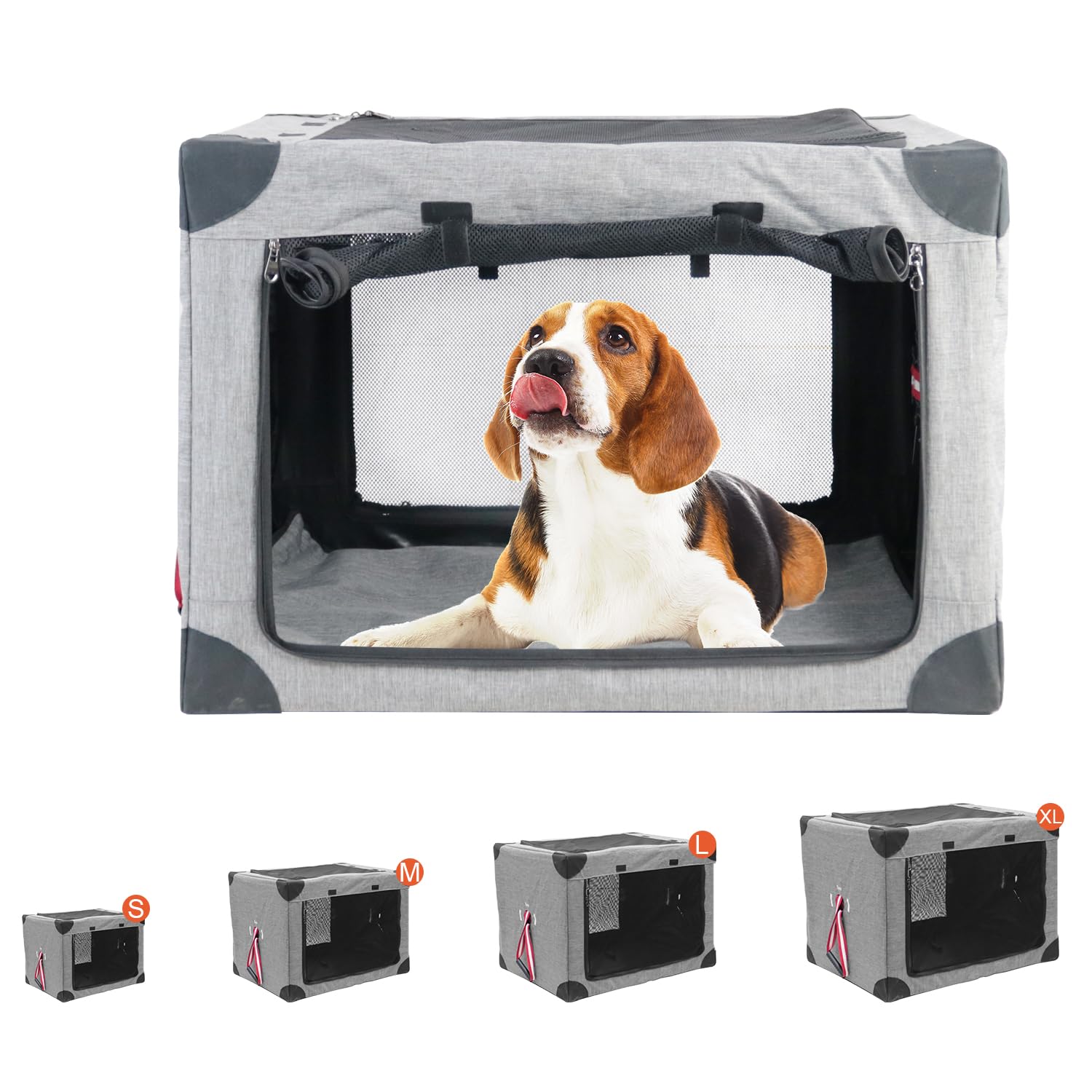 Collapsible Soft Dog Crate, 25.6" L x 17.7" W x 17.7" H Portable Dog ...