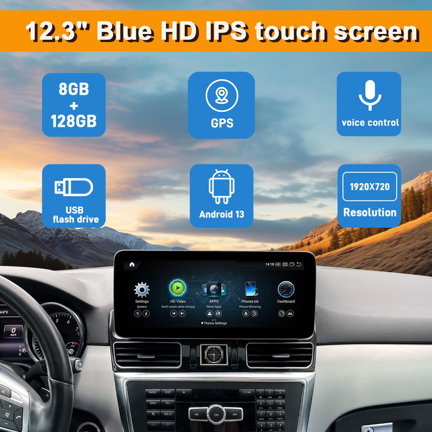 Mua 12.3" Android 13 Car Multimedia Blue Anti-Glare HD Screen for ...
